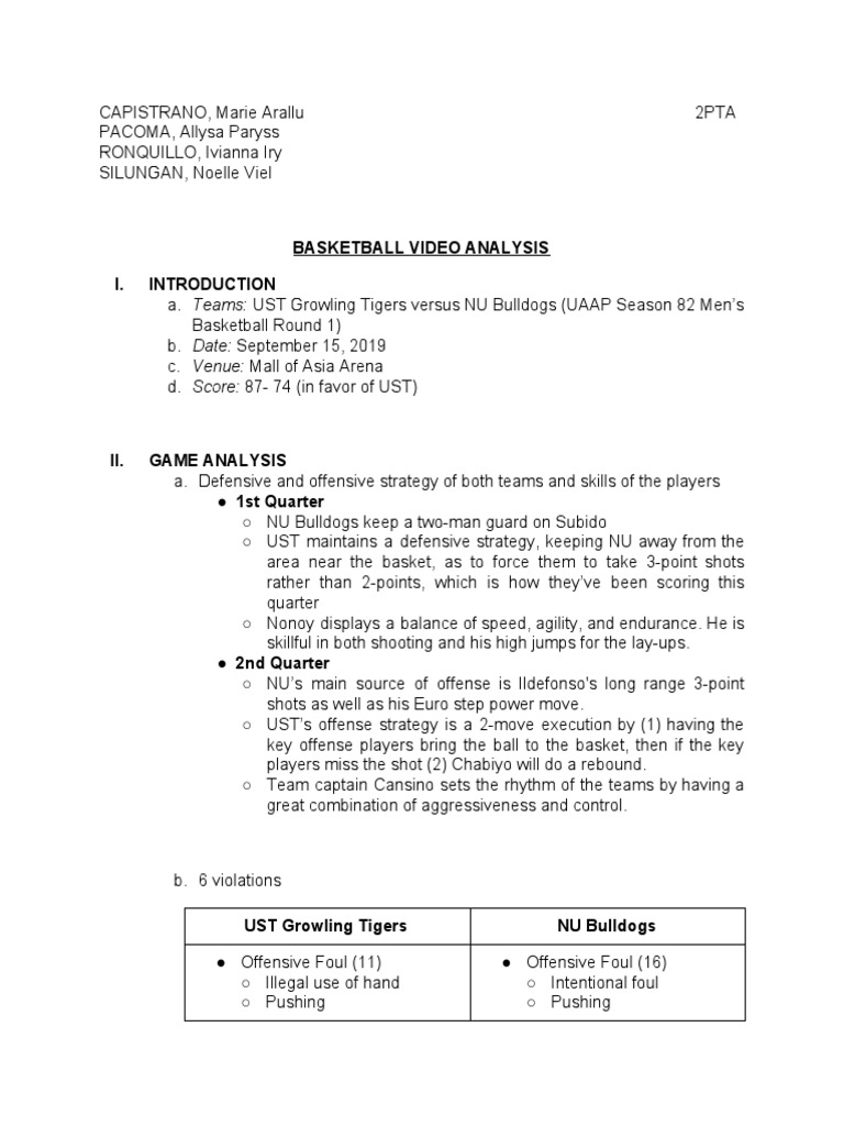 UST vs NU UAAP Basketball Analysis | PDF | Ball Games | Sports