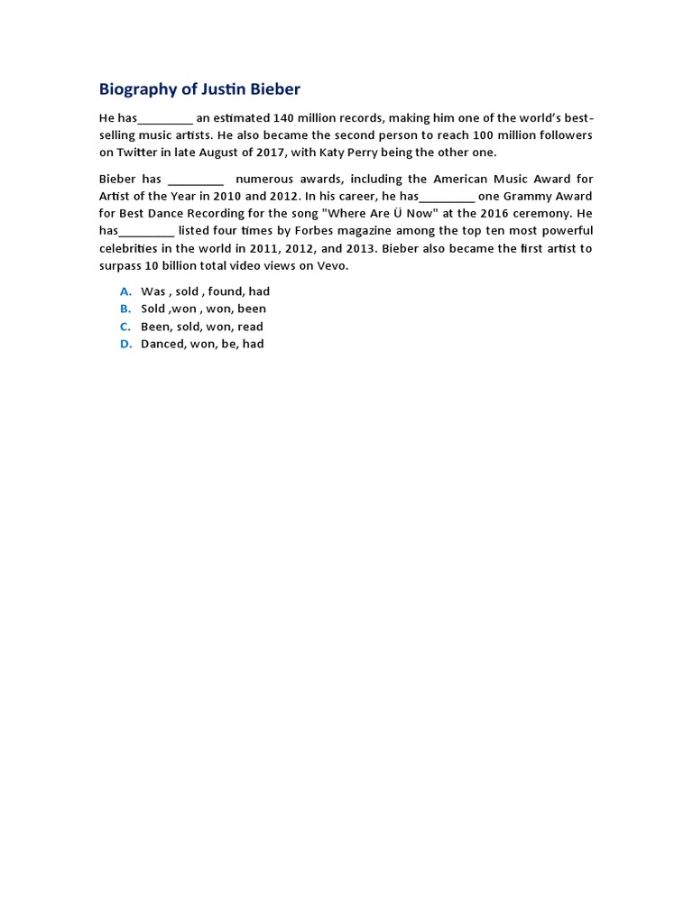 Biography of Justin Bieber | PDF | Travel | Art