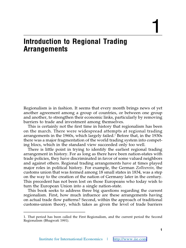 Introduction To Regional Trading Arrangements | PDF | Most Favoured ...