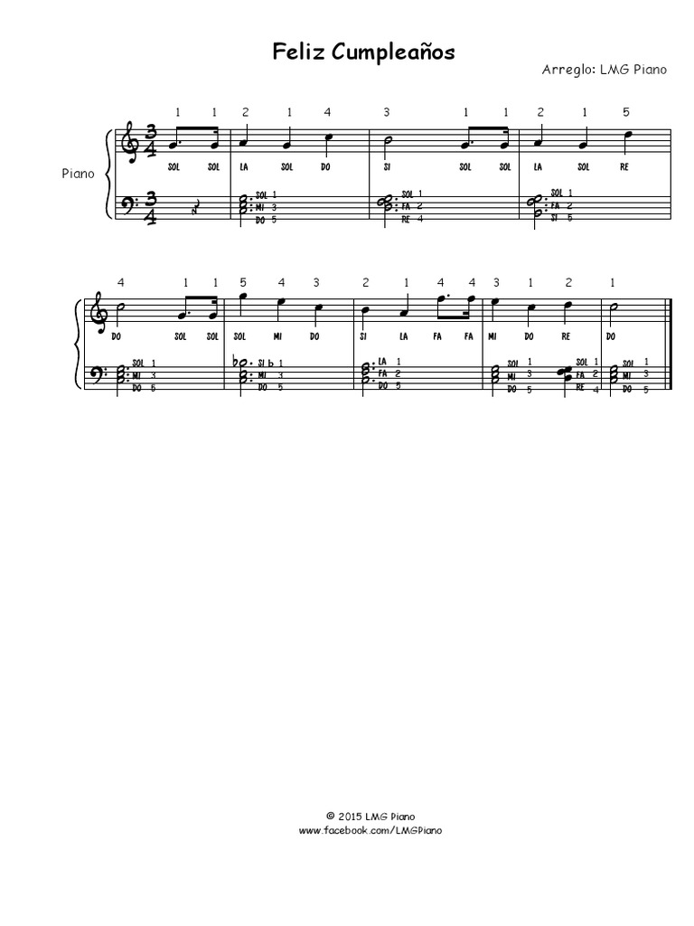 Feliz Cumpleaños - Partitura PDF | PDF