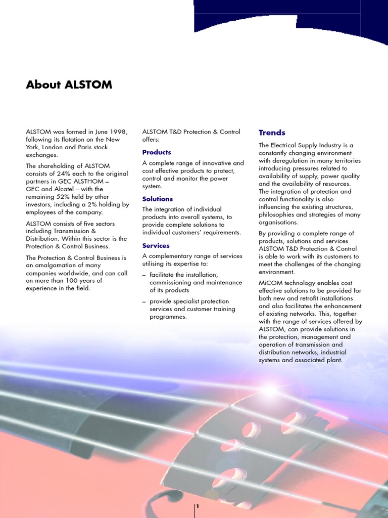 About ALSTOM: Trends | Download Free PDF | Relay | Electrical Substation