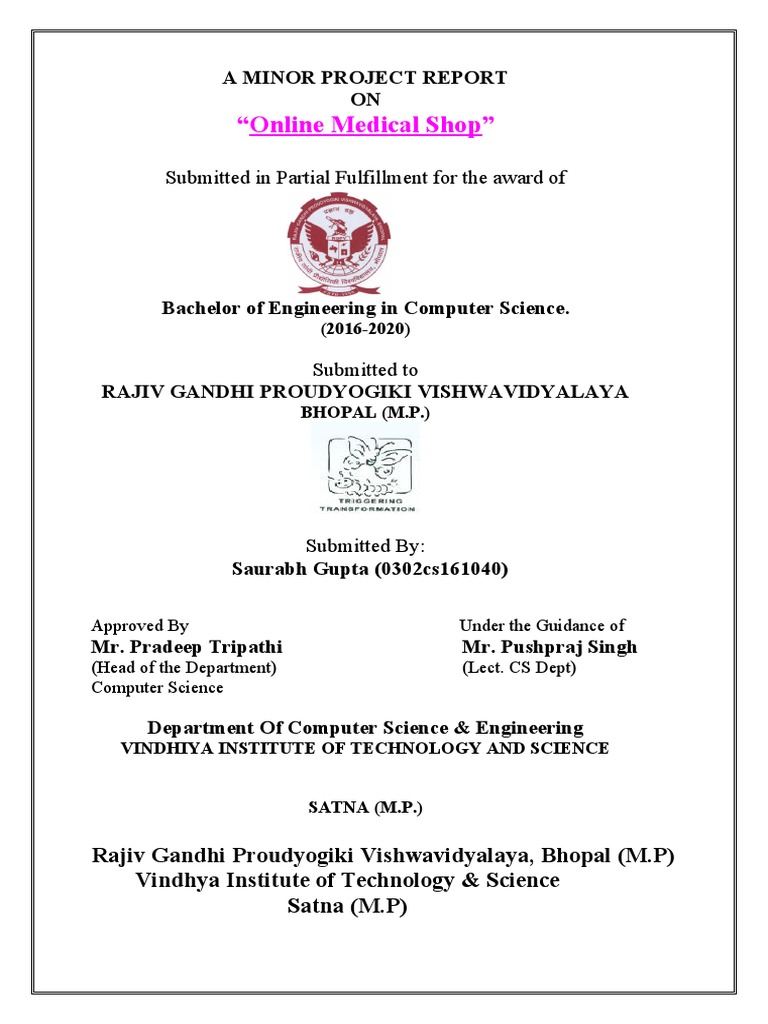 E-Pharmacy Project Report | PDF | Dynamic Web Page | Bootstrap (Front ...