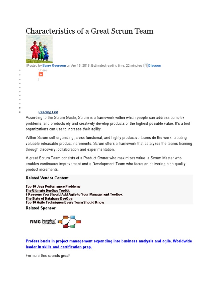 Characteristics of A Great Scrum Team | PDF | Scrum (Software ...
