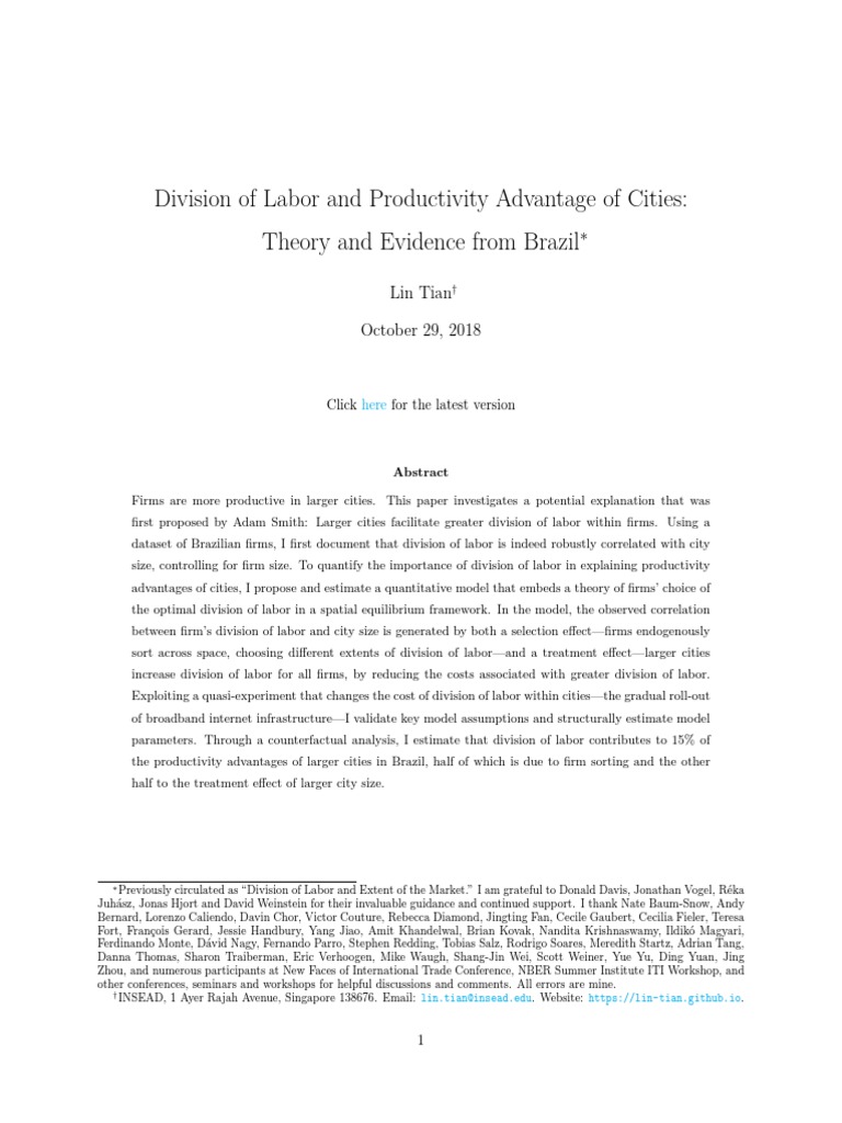 Job Market Paper | PDF | Division Of Labour | Labour Economics