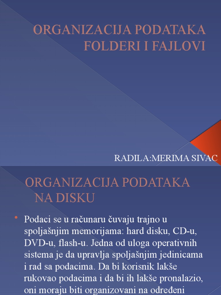 Organizacija Podataka Folderi I Fajlovi | PDF