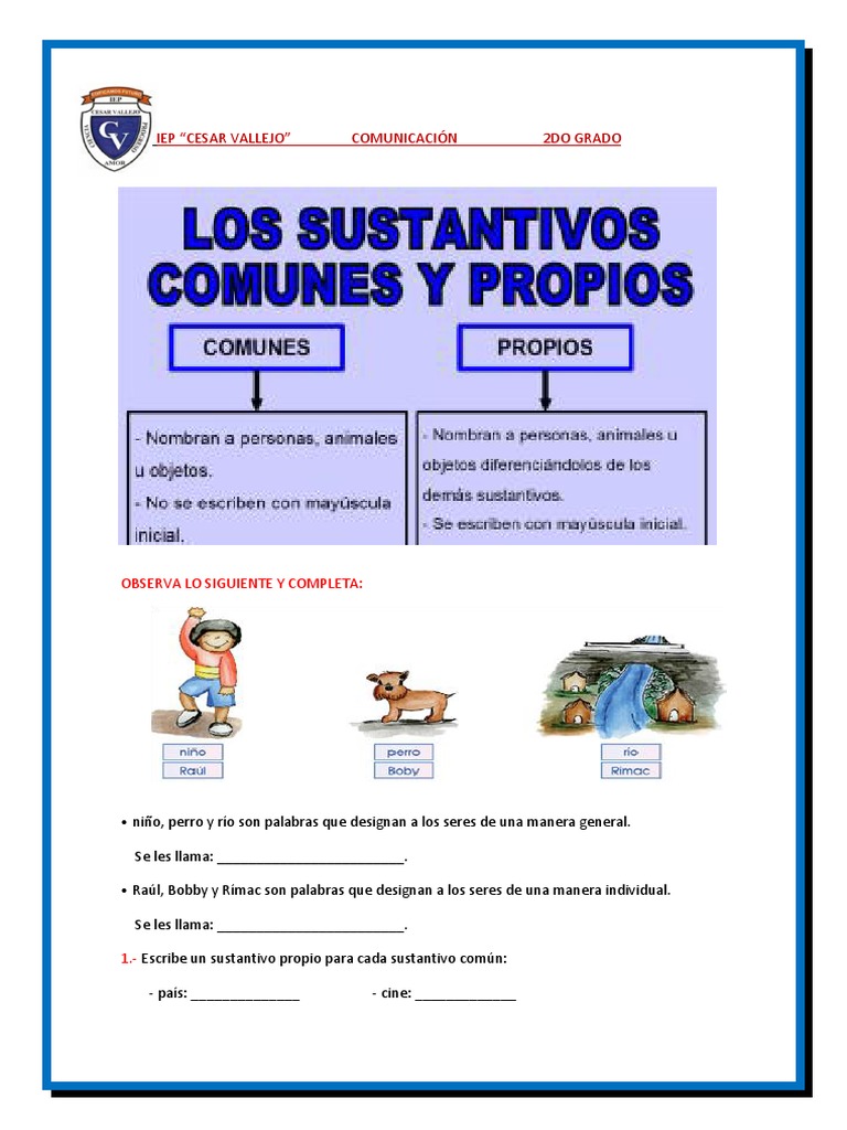 Sustantivo Comun y Propio | PDF | Estudios de idiomas extranjeros