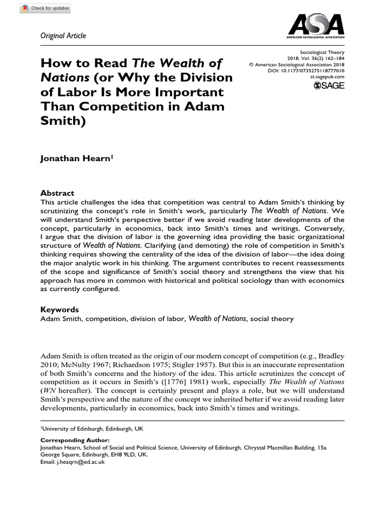 Nations (Or Why The Division: How To Read The Wealth of of Labor Is ...