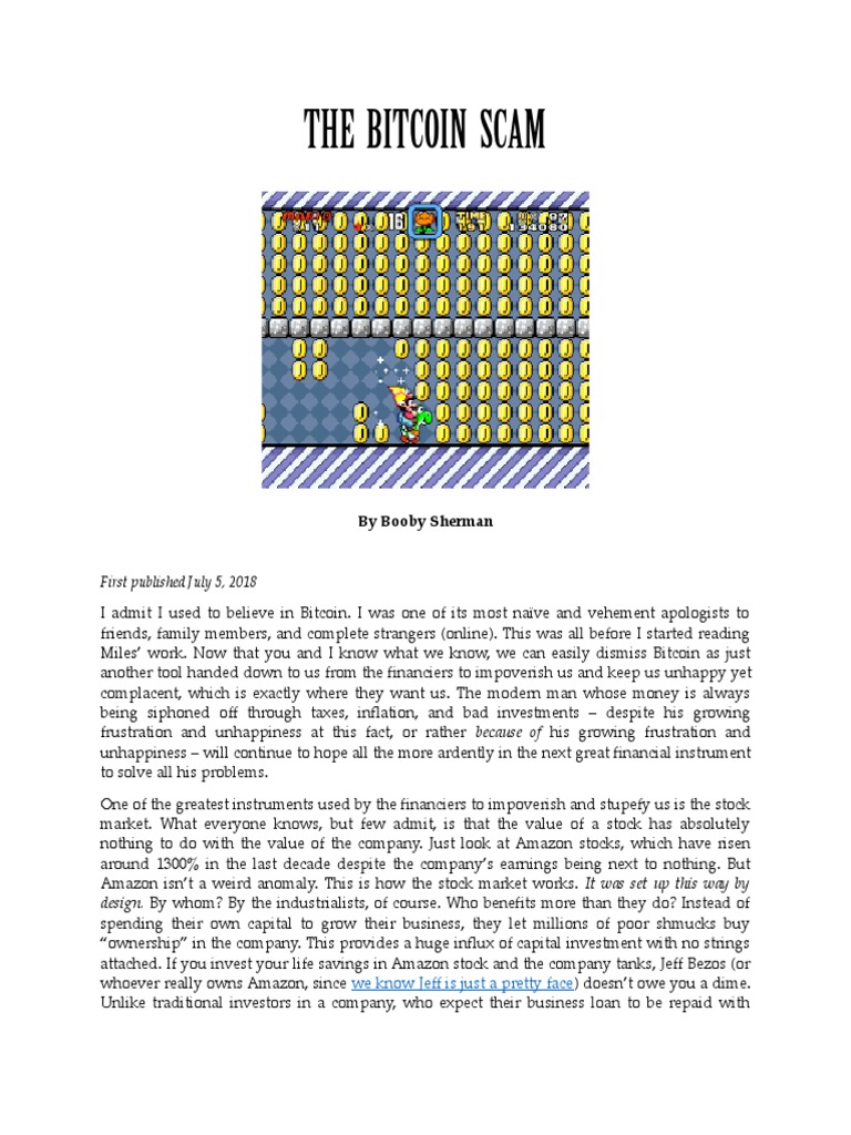 The Bitcoin Scam: First Published July 5, 2018 | PDF | Cryptocurrency ...