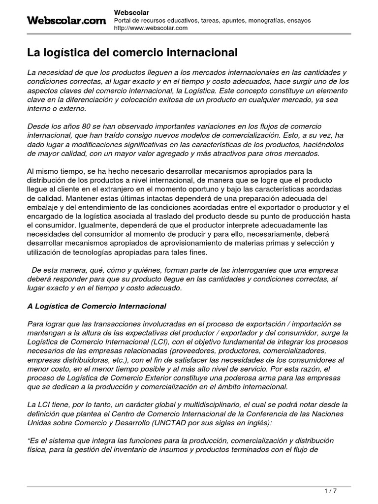 La Logistica Del Comercio Internacional | PDF | Logística | Comercio