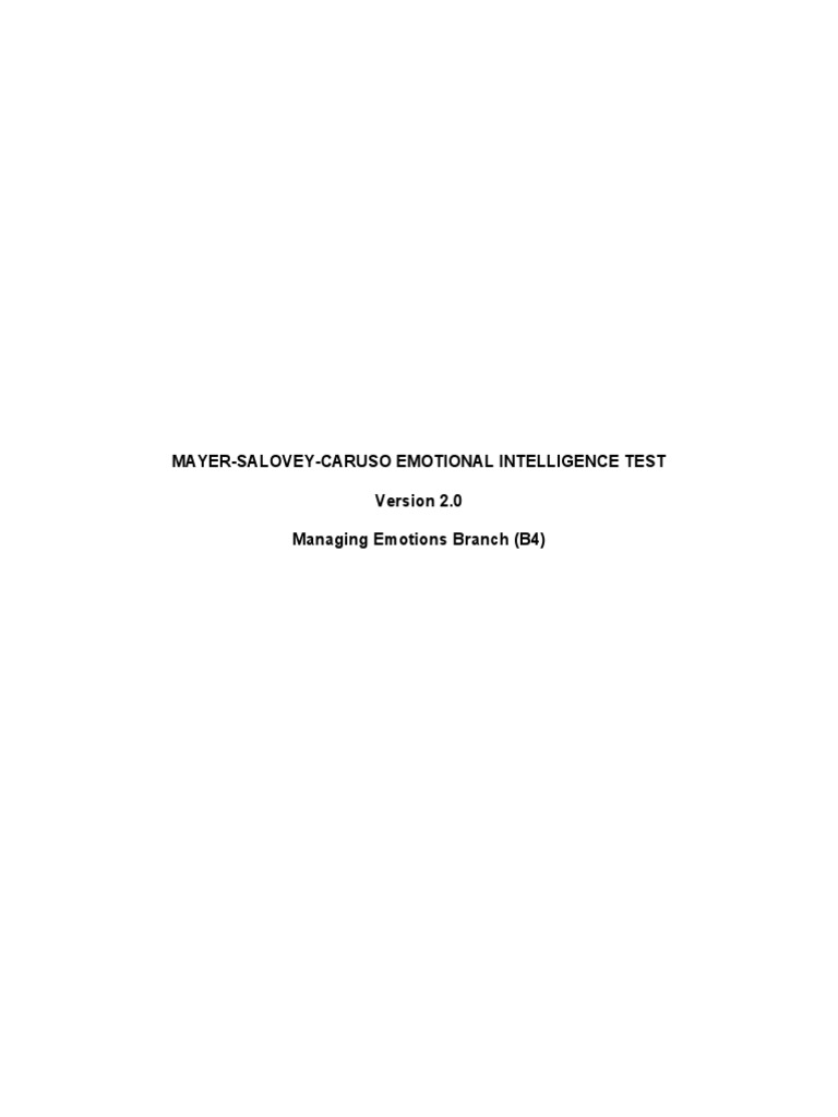 Mayer-Salovey-Caruso Emotional Intelligence Test Managing Emotions ...