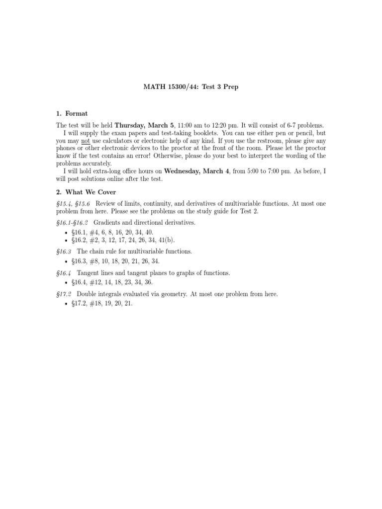 Math 153 44 - Test 3 - Prep | PDF