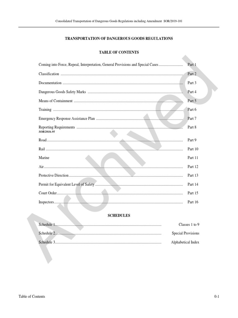 TDG Regulations PDF | PDF | Dangerous Goods | Nature