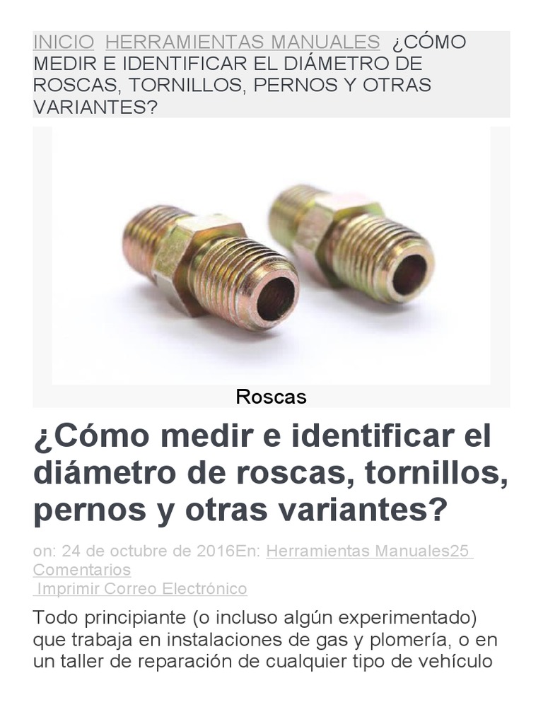 CÓMO MEDIR E IDENTIFICAR EL DIÁMETRO DE ROSCAS, TORNILLOS, PERNOS Y ...