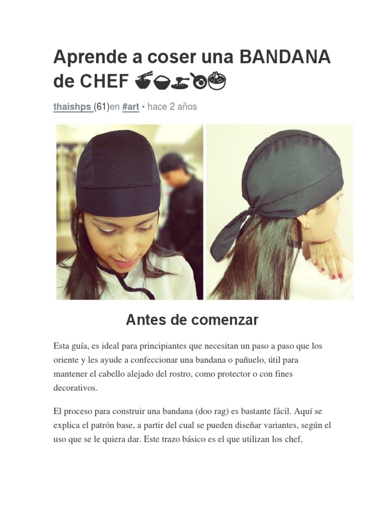 Molde para Bandana de Chef | PDF | Bienes de consumo | Naturaleza