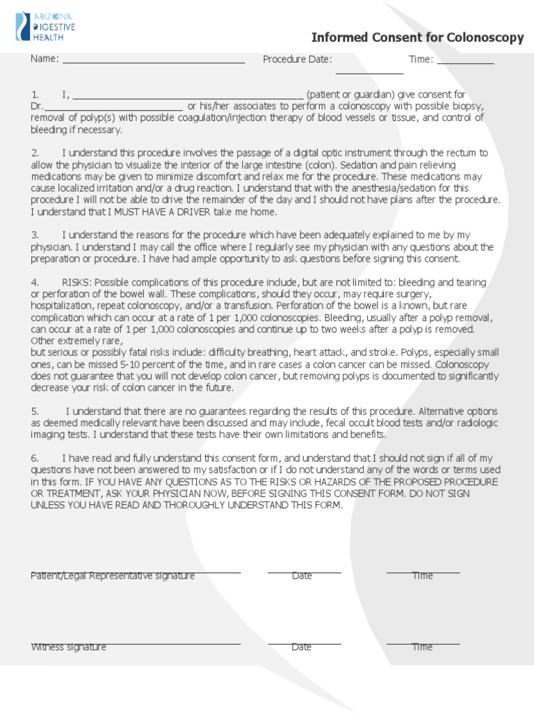 (545729767) Colonoscopy-Consent | PDF | Colonoscopy | Gastroenterology
