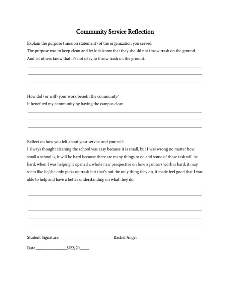Community Service Reflection | PDF