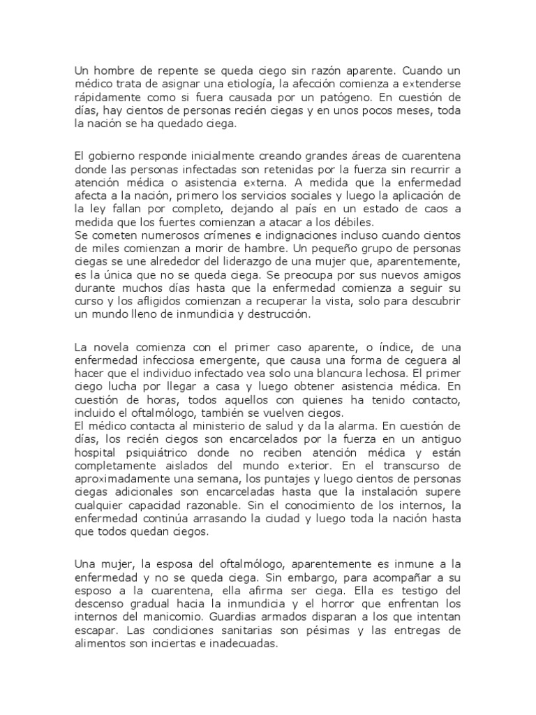 EL Ensayo La Ceguera Narra A Través de Un Lenguaje Complejo | PDF ...