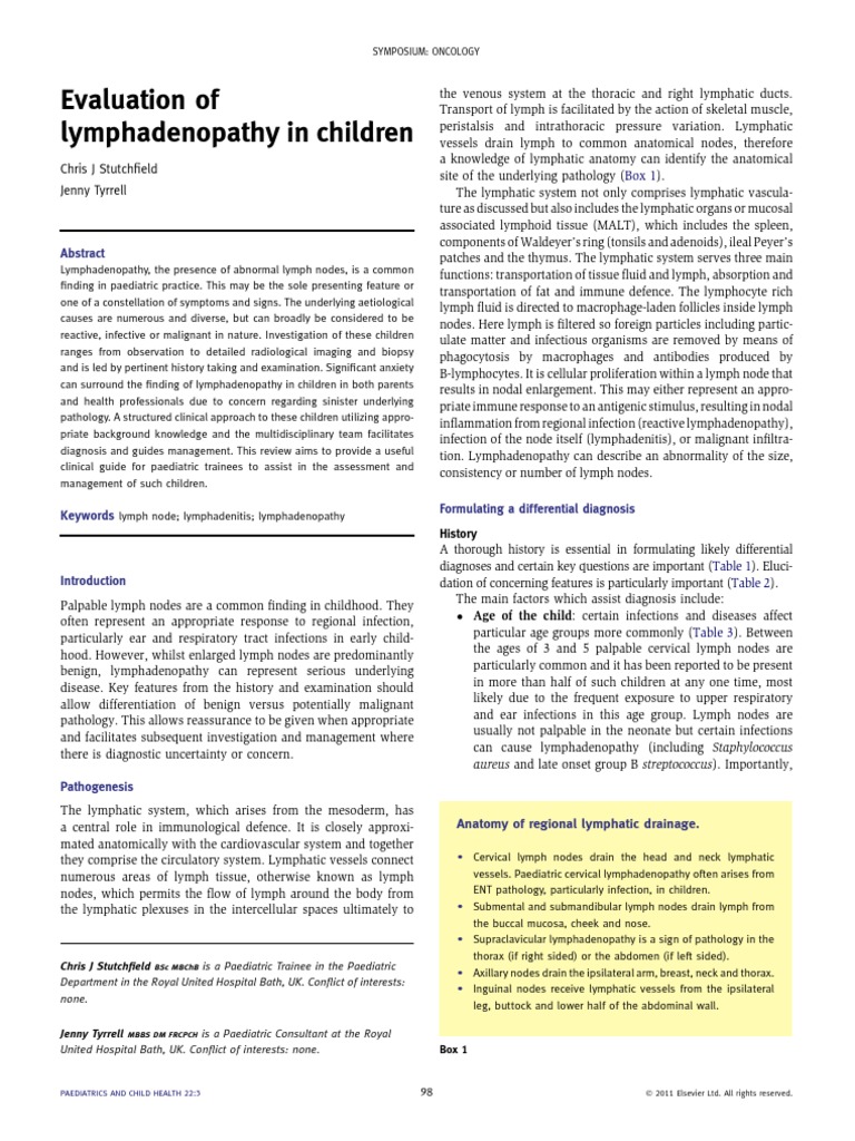 Lymphadenopathy in Children | PDF | Lymphatic System | Lymph Node