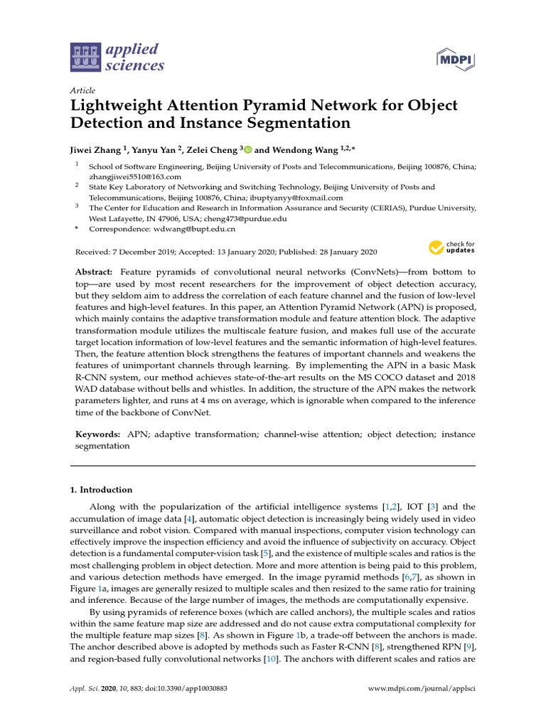 Applied Sciences Lightweight Attention Pyramid Network For Object Detection And Instance
