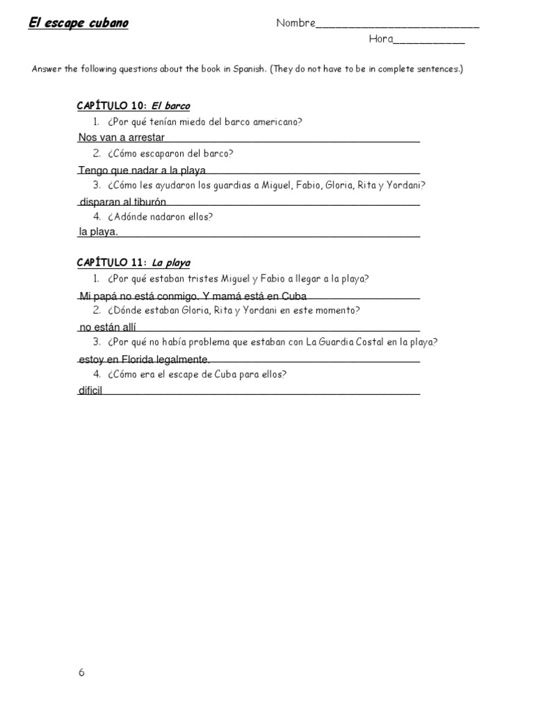 10-11 Cubano Worksheet FORM | PDF