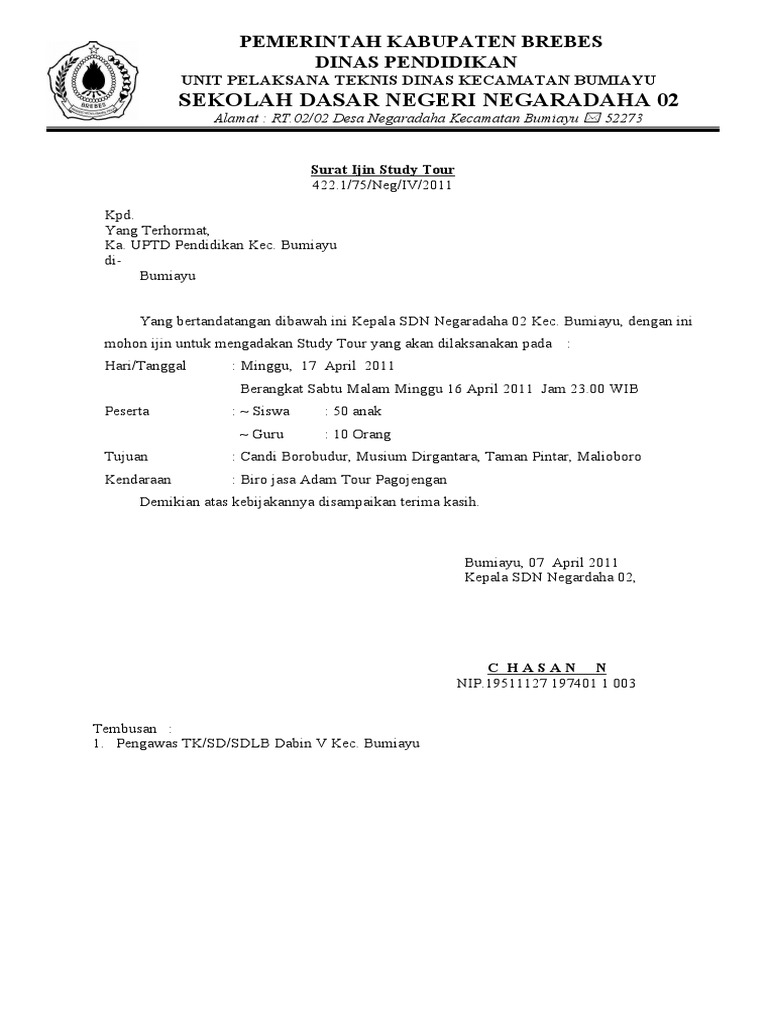 Surat Ijin Study Tour | PDF