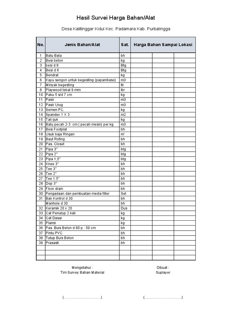 Lembar Survey | PDF
