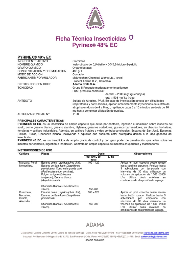 PYRINEX 48 EC Ficha Técnica | PDF | Insecticida | Plantas