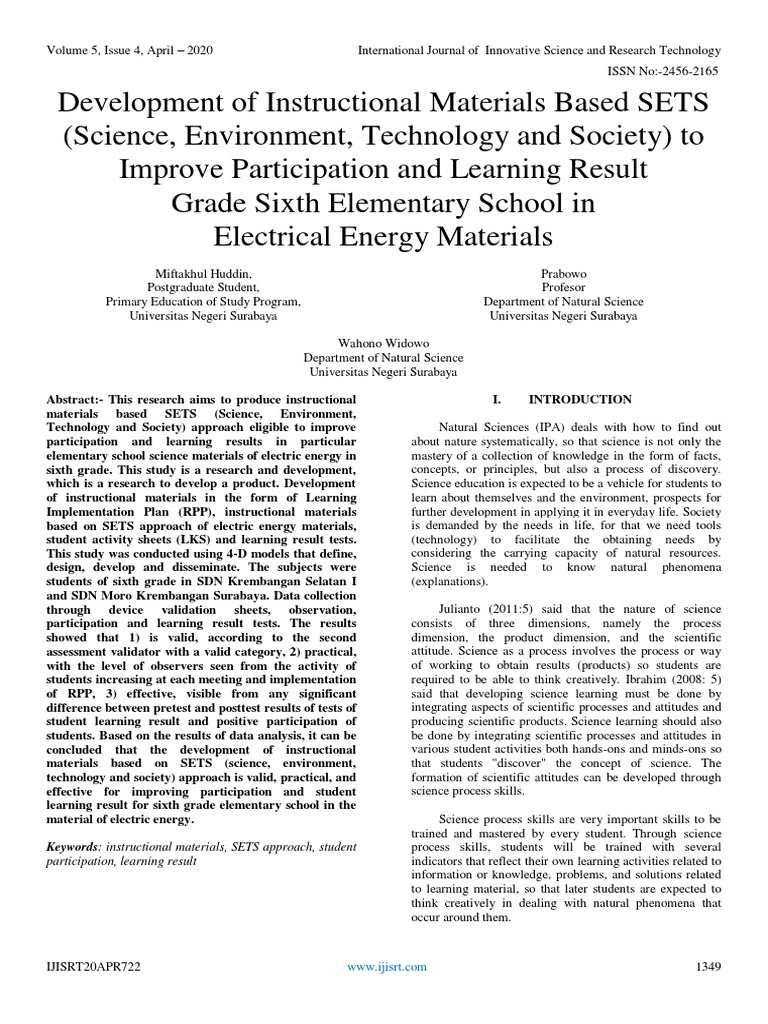 Development of Instructional Materials Based SETS | PDF ...