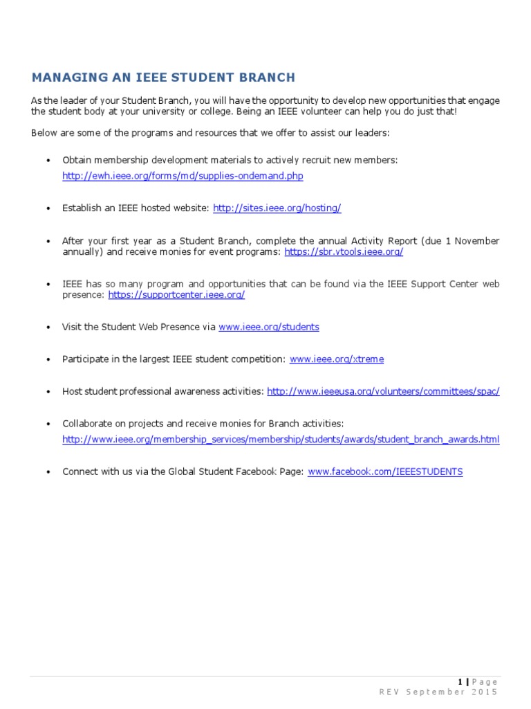 Managing An Ieee Student Branch | PDF
