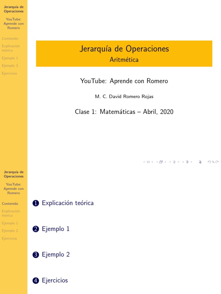 Jerarquía de Operaciones Aritméticas | PDF | Multiplicación | Números