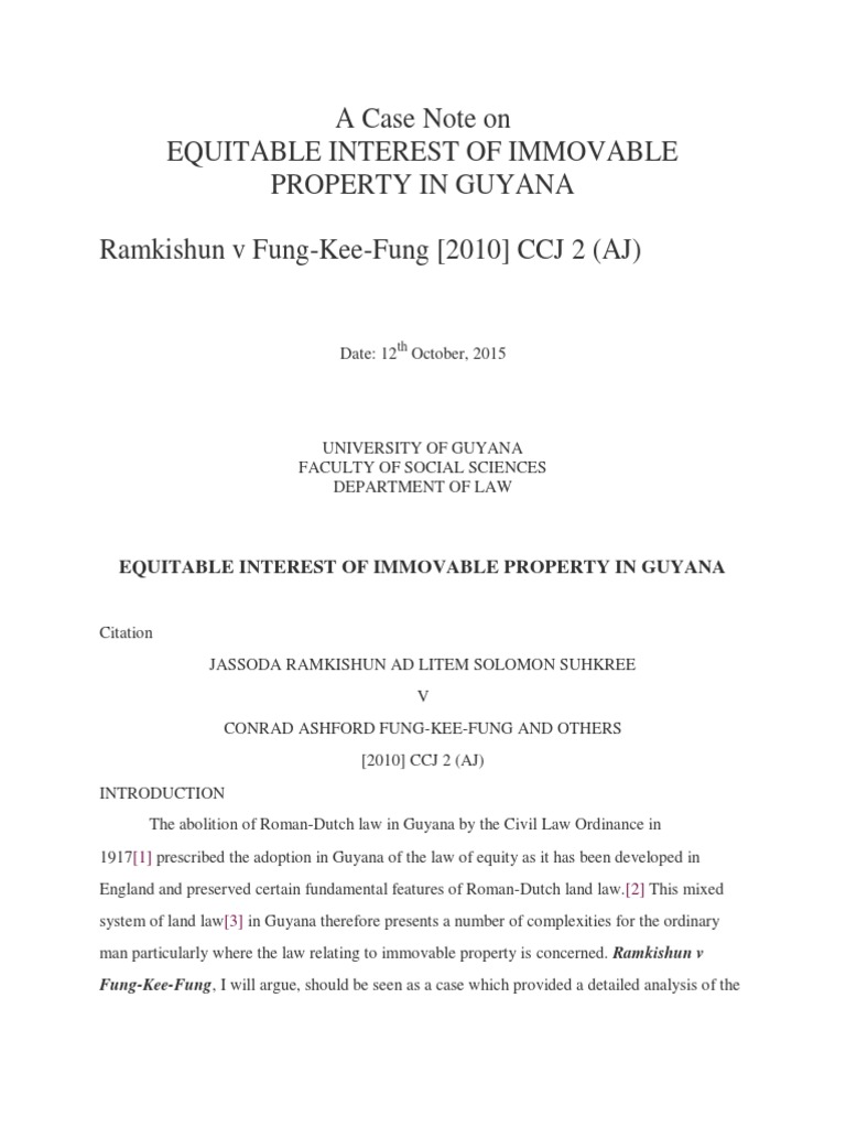 Equitable Interests in Guyanese Land Law | PDF | Equity (Law) | Legal ...