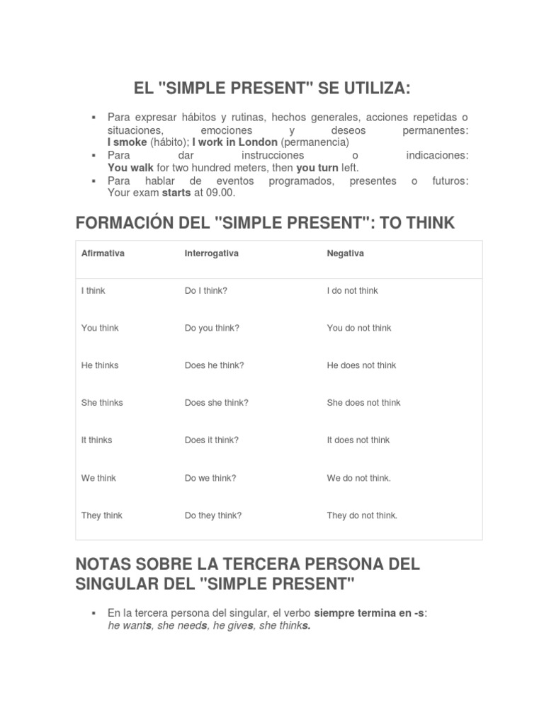 Present Simple Gramatica | PDF