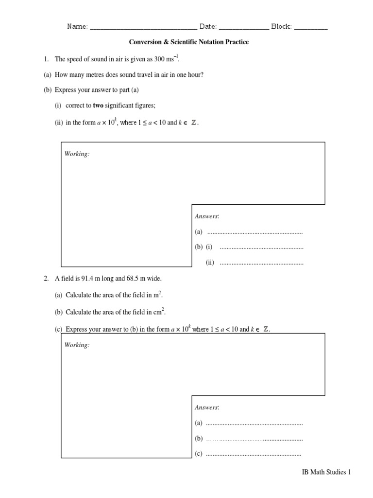 Conversion & Scientific Notation Practice PDF | PDF | Litre | Volume