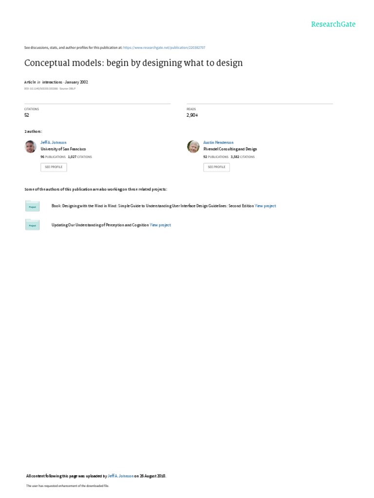 Conceptual Models: Begin by Designing What To Design: Interactions ...