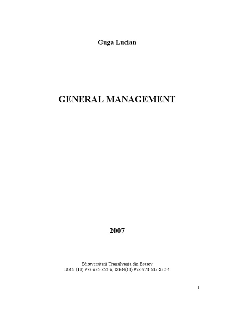 General Management | PDF | Goal | Leadership