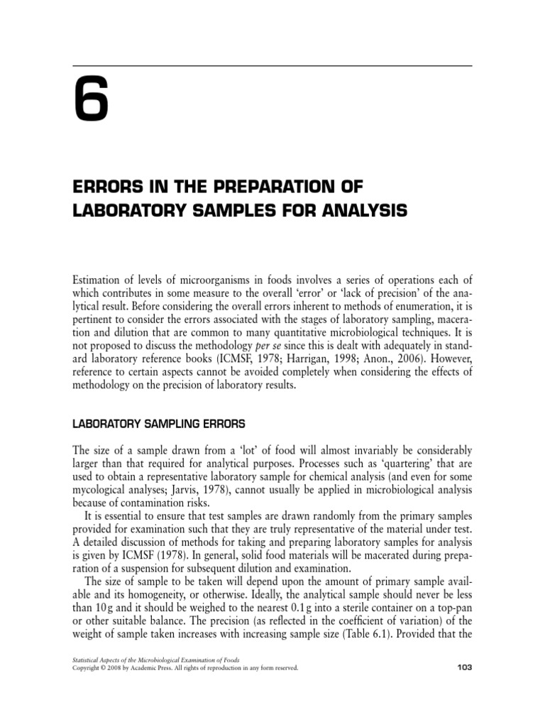 Errors in The Preparation of Laboratory Samples For Analysis | Download ...