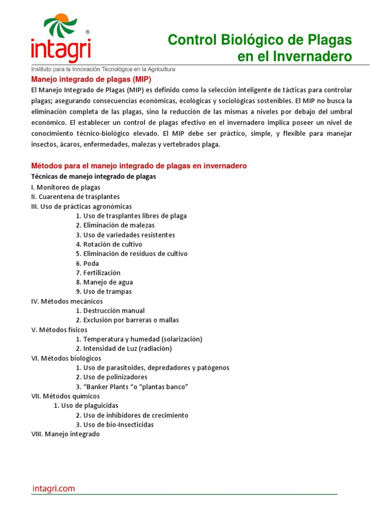 Control Biologico de Plagas en El Invernadero | PDF | Control biológico ...