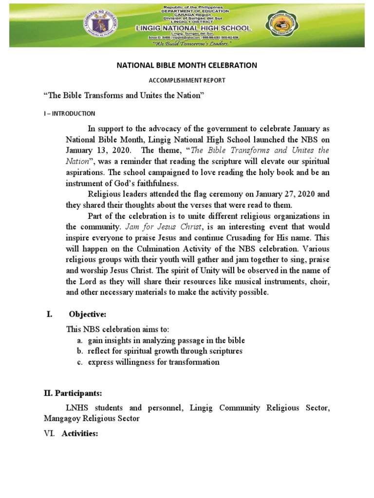 NATIONAL BIBLE MONTH CELEBRATIO1 - Accomp | PDF | Religion & Spirituality