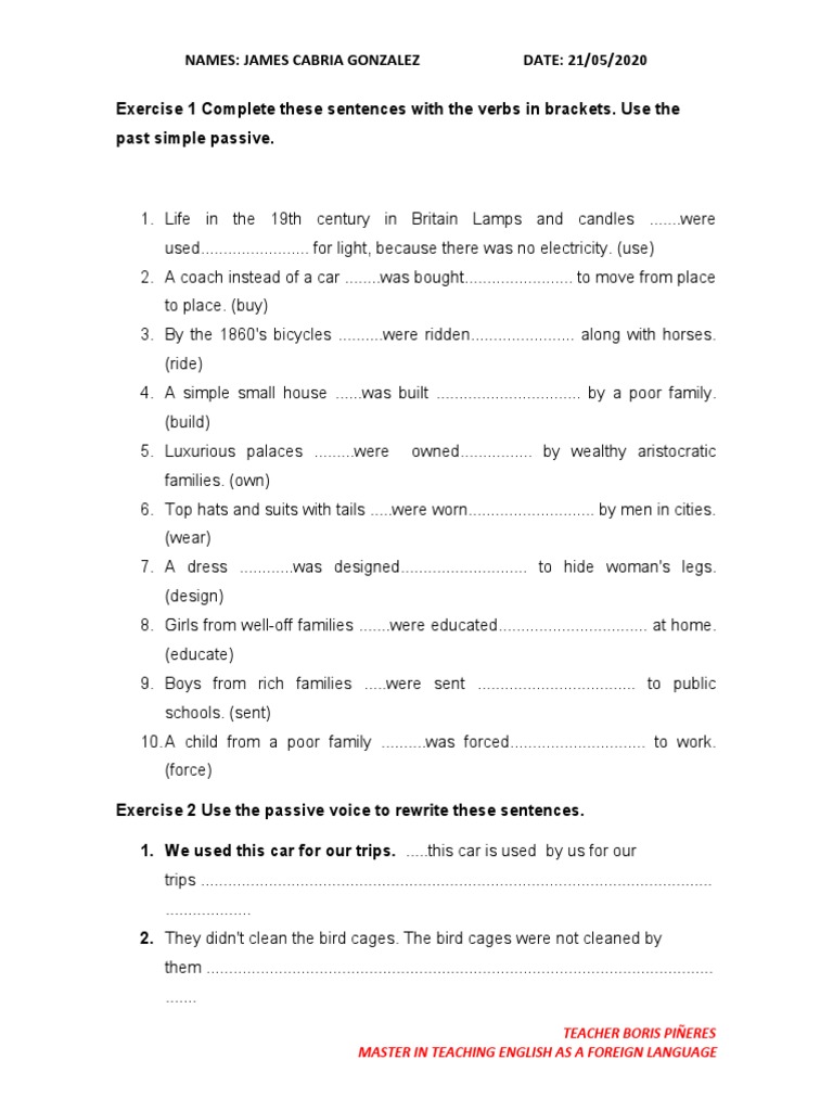 Passive Voice Simple Past Worksheet PDF | PDF | Grammar