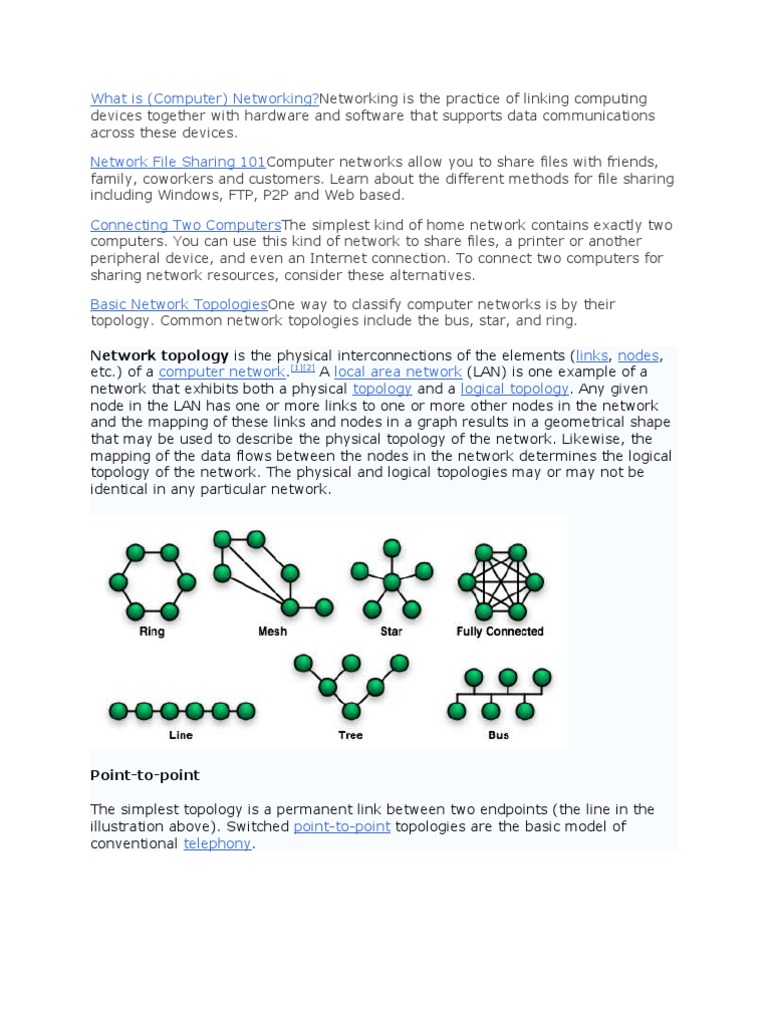 What Is (Computer) Networking?: Network Topology Is The Physical Interconnections of The ...