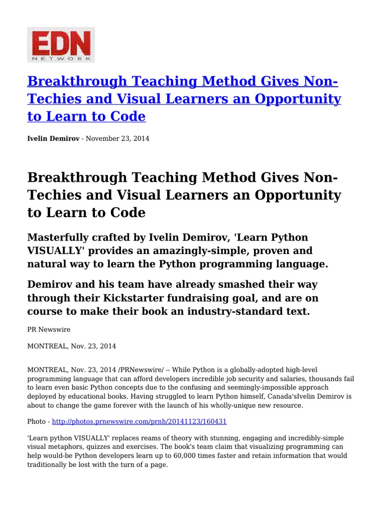 Breakthrough Teaching Method Gives Non Techies and Visual Learners An ...