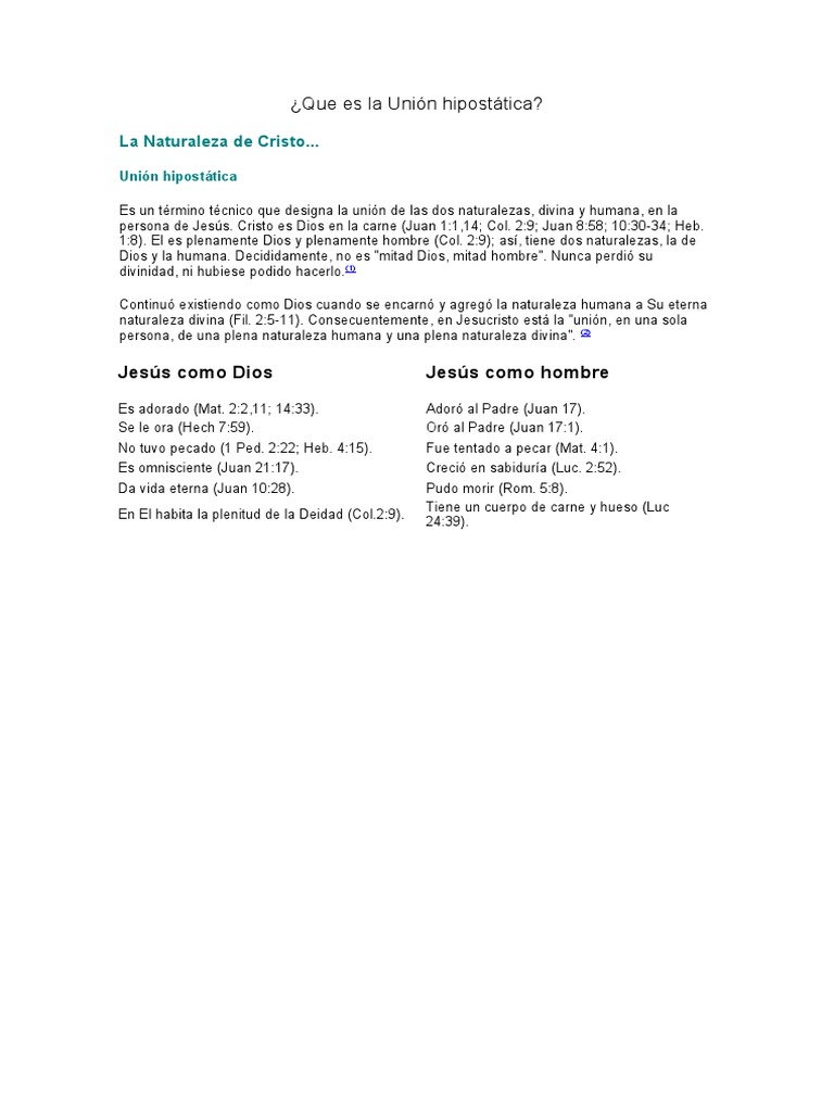 Que Es La Unión Hipostática | PDF