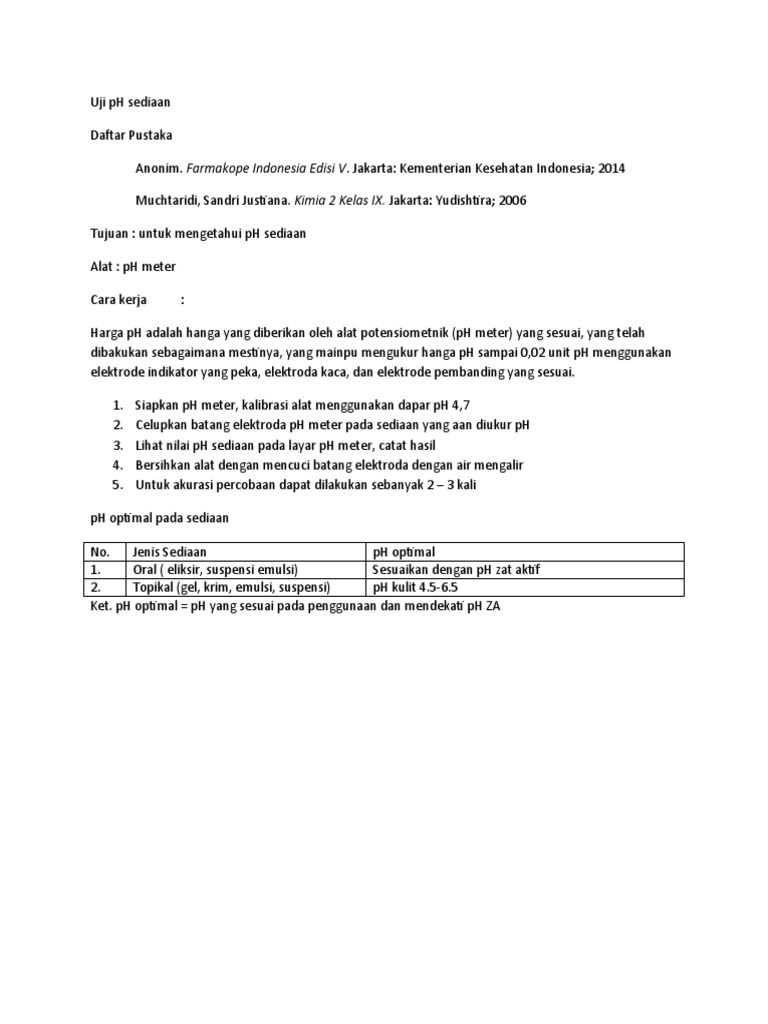 Uji PH Sediaan | PDF