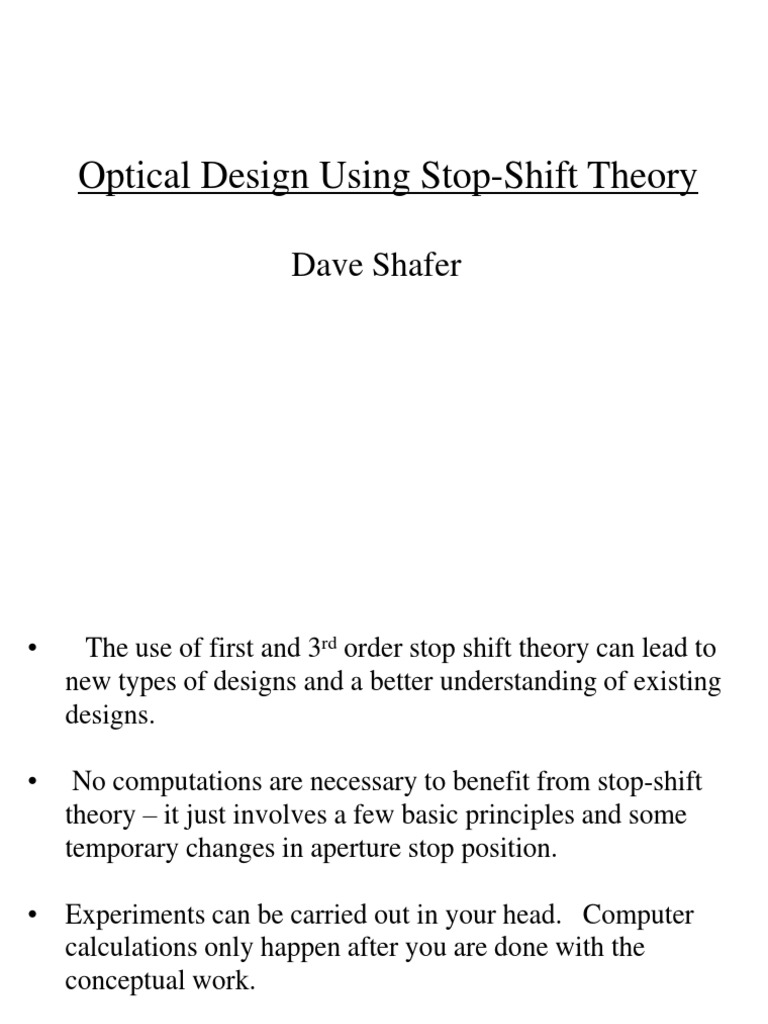 Stop Shift Theory | PDF | Aperture | Glass Engineering And Science