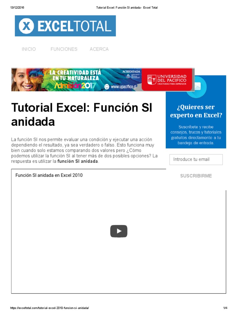 Función SI Anidada | PDF | Microsoft Excel | Informática y tecnología ...