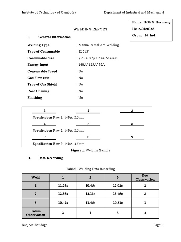 Welding Report | PDF | Welding | Construction