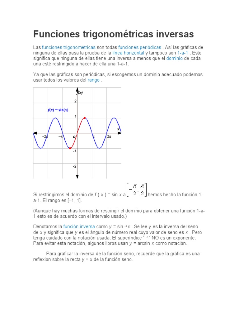 Funciones Trigonométricas Inversas | PDF