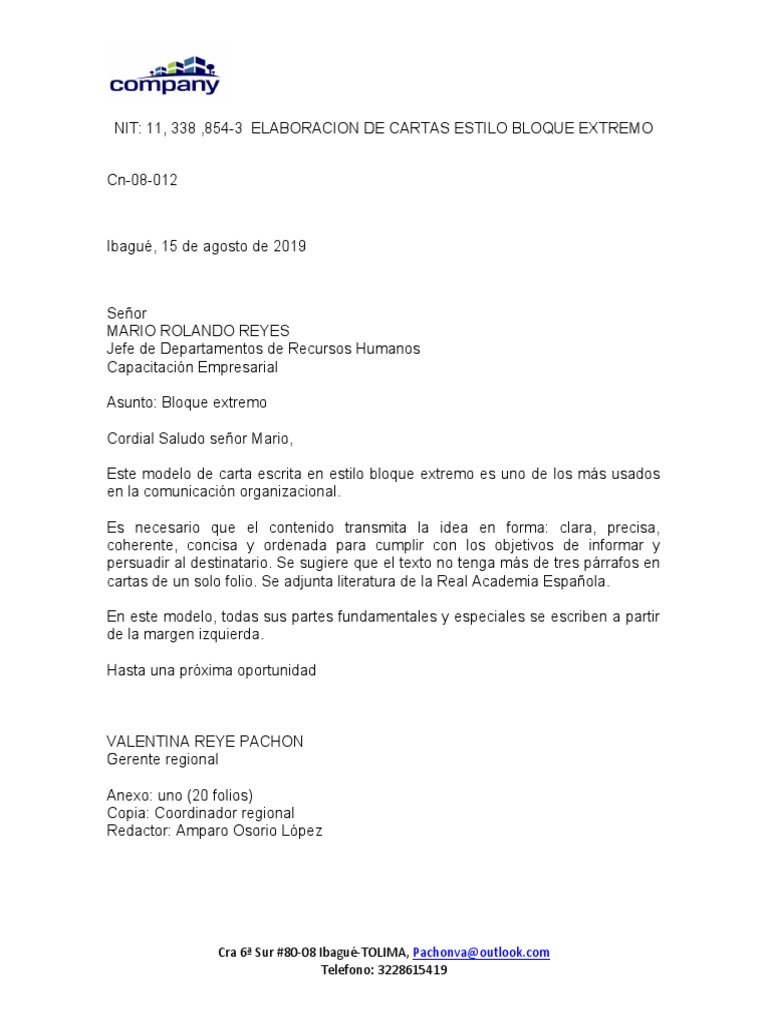 Carta Bloque Extremo | PDF