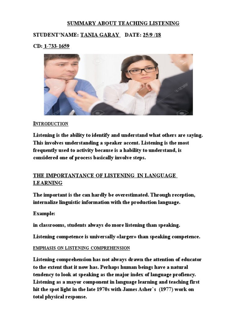 Teaching Effective Listening Skills | PDF | Speech | Learning