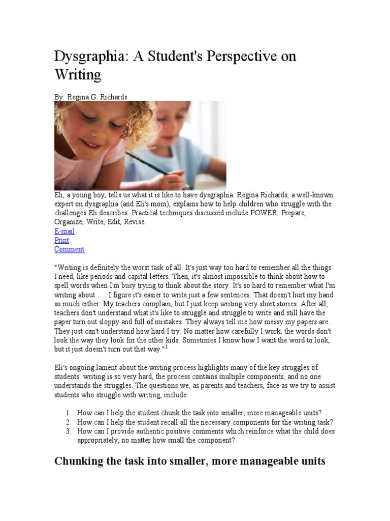 Dysgraphia How To Write A Paragraph | PDF | Learning Disability ...